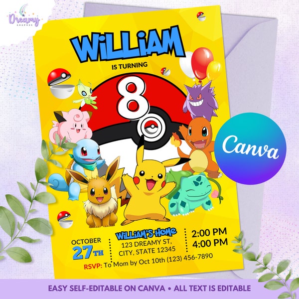 Invitaciones de pikachu - Etsy México