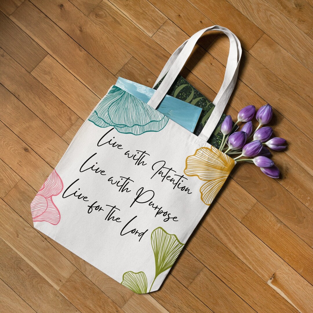 Christian Tote Bag Floral Tote Bag for Her Faith Tote Bag Gift Flower ...