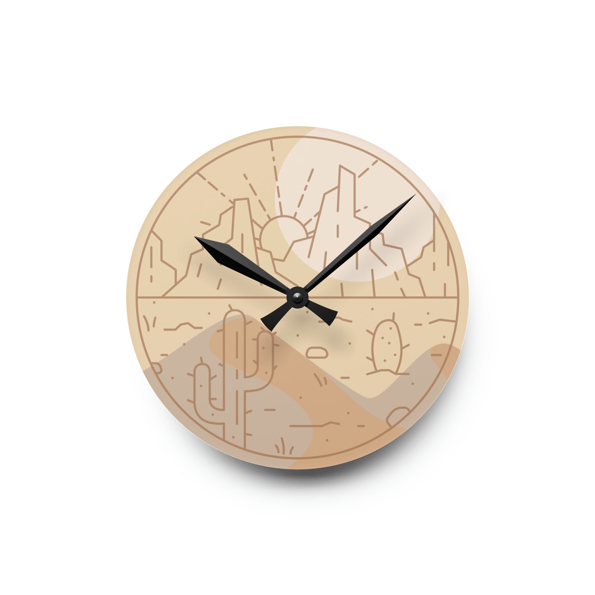 Desert Wall Clock Round Acrylic Wall Clock for Home Decor Neutral ...