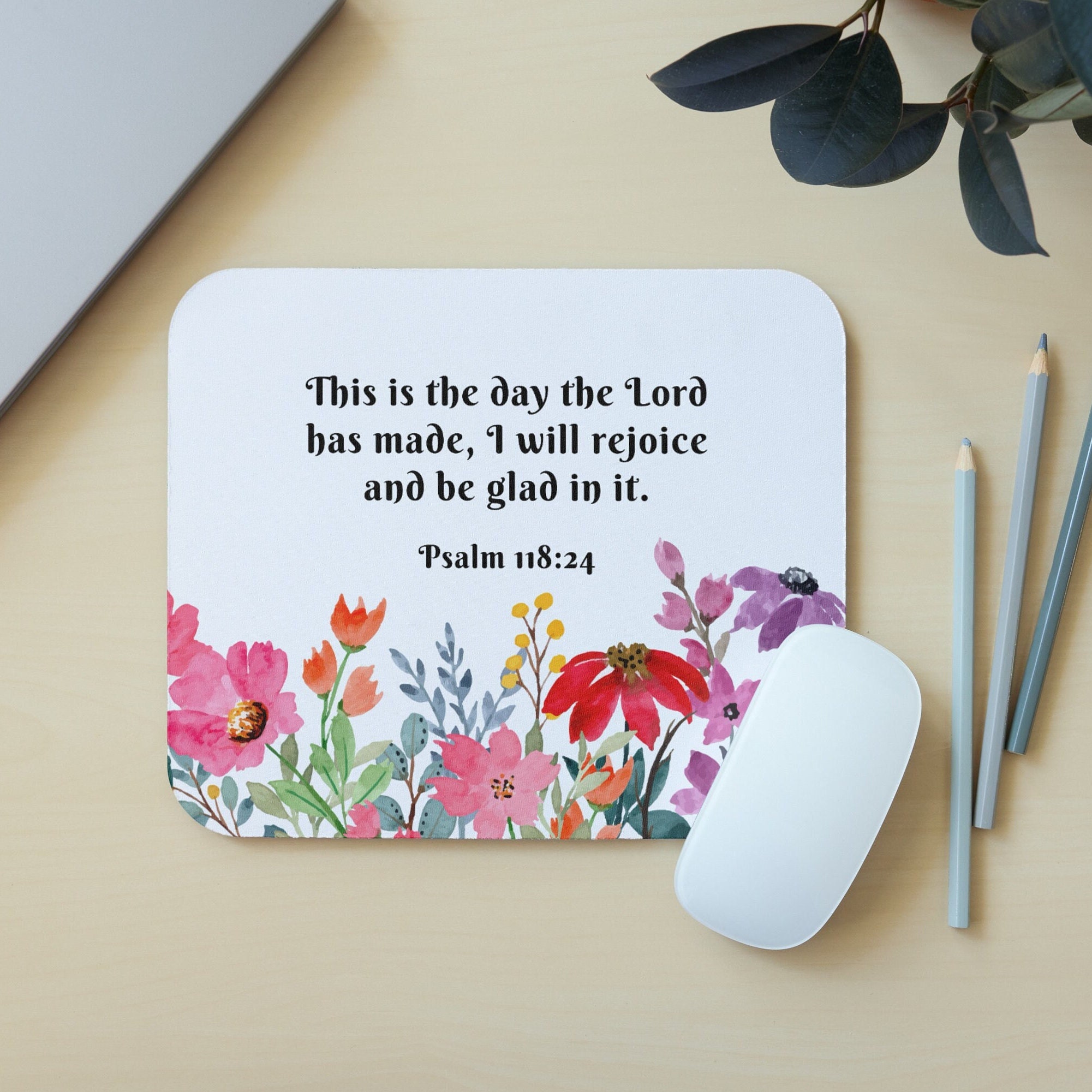Bible Verse Mousepad for Desk Christian Mouse Pad Flower Mousepad for ...