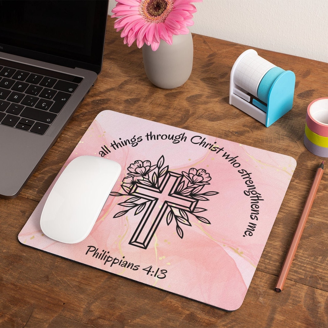 Mouse Pad With Flower Cross for Desk Christian Bible Verse Mouse-pad ...