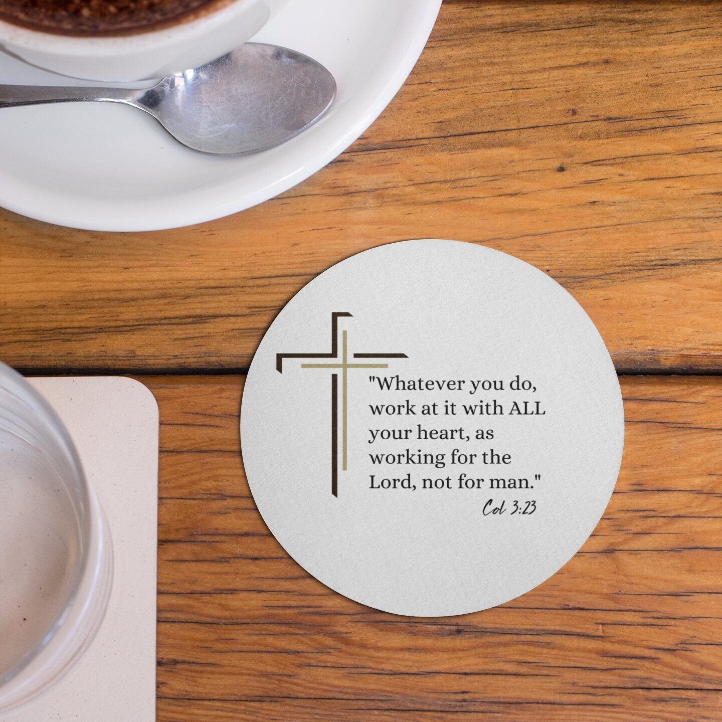 Christian Coaster for Desk Bible Verse Square Cork Coaster Round ...
