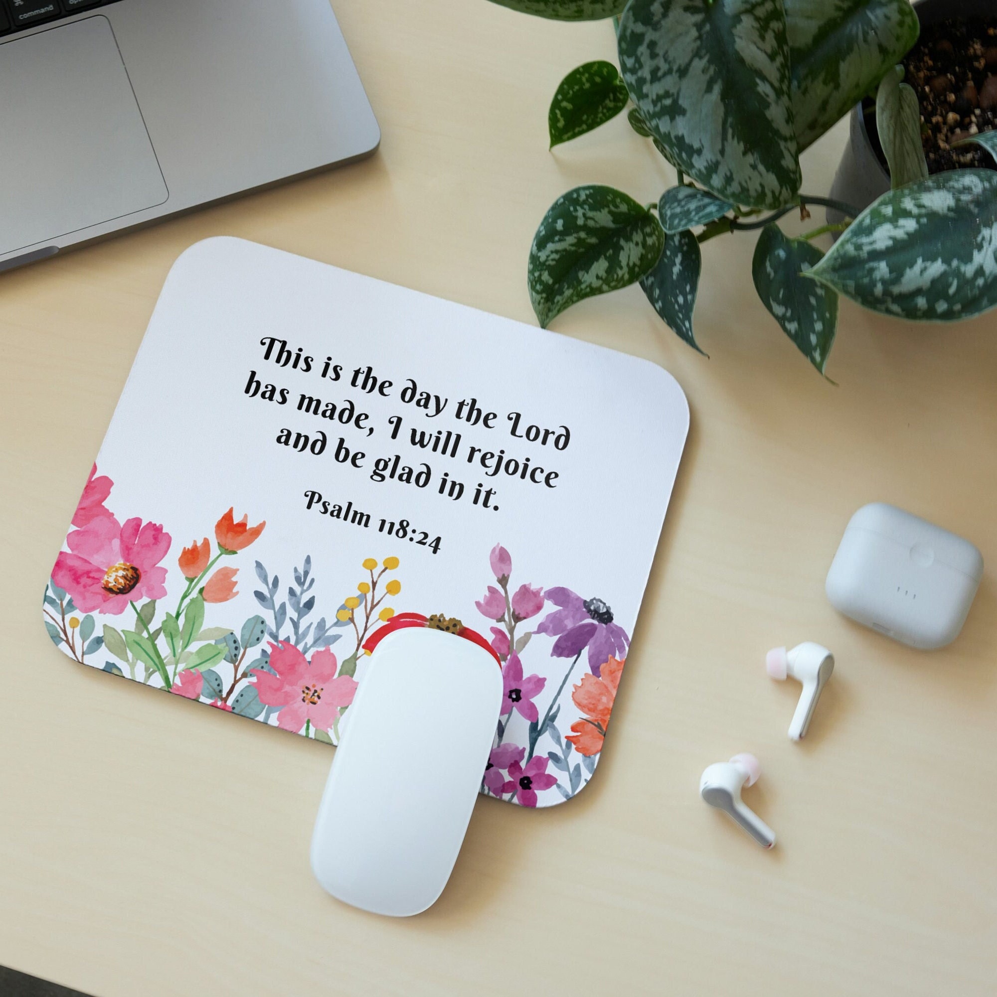 Bible Verse Mousepad for Desk Christian Mouse Pad Flower Mousepad for ...