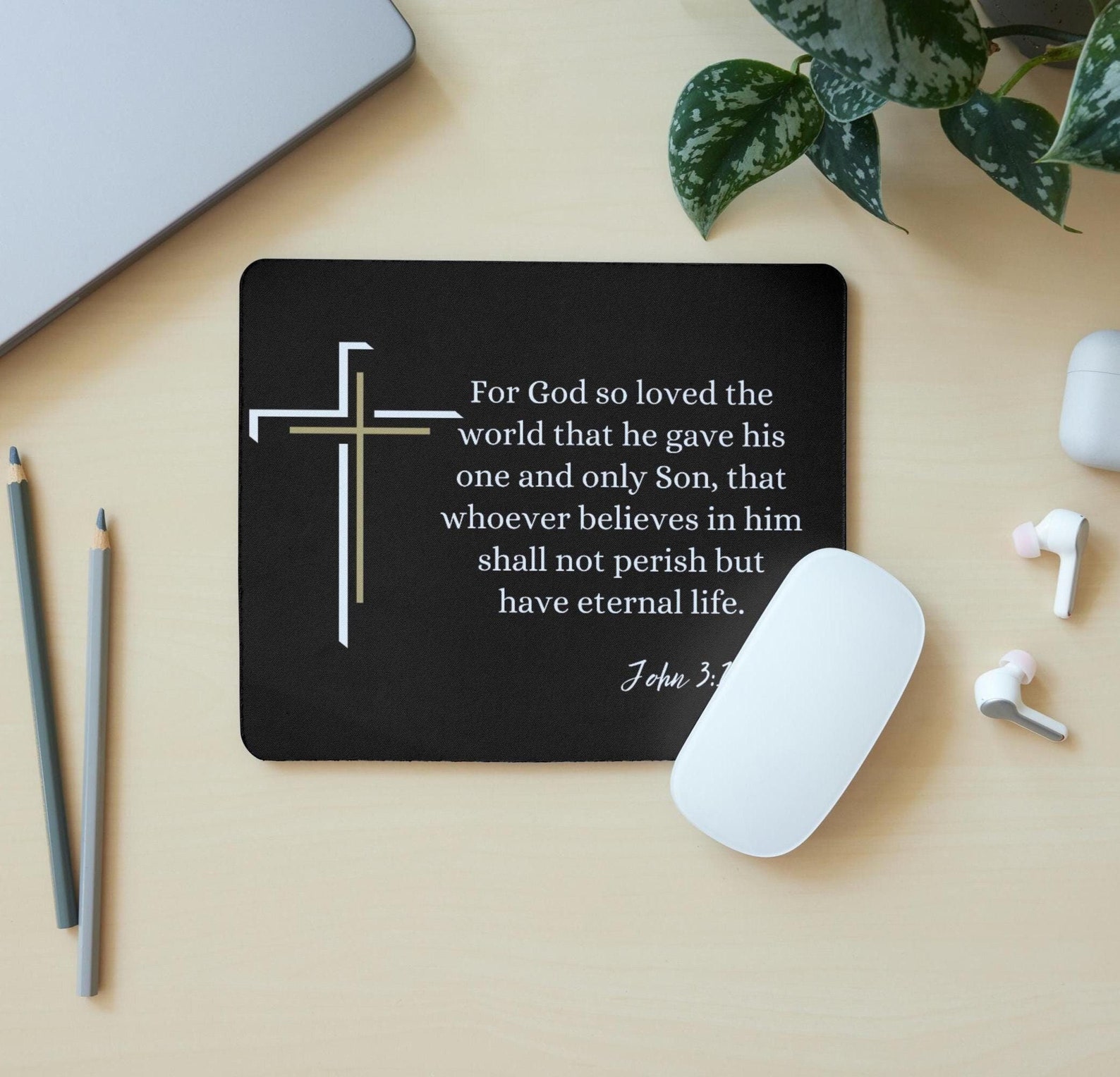 Christian Mouse Pad for Desk John 3:16 Bible Verse Mousepad Desk Mat ...