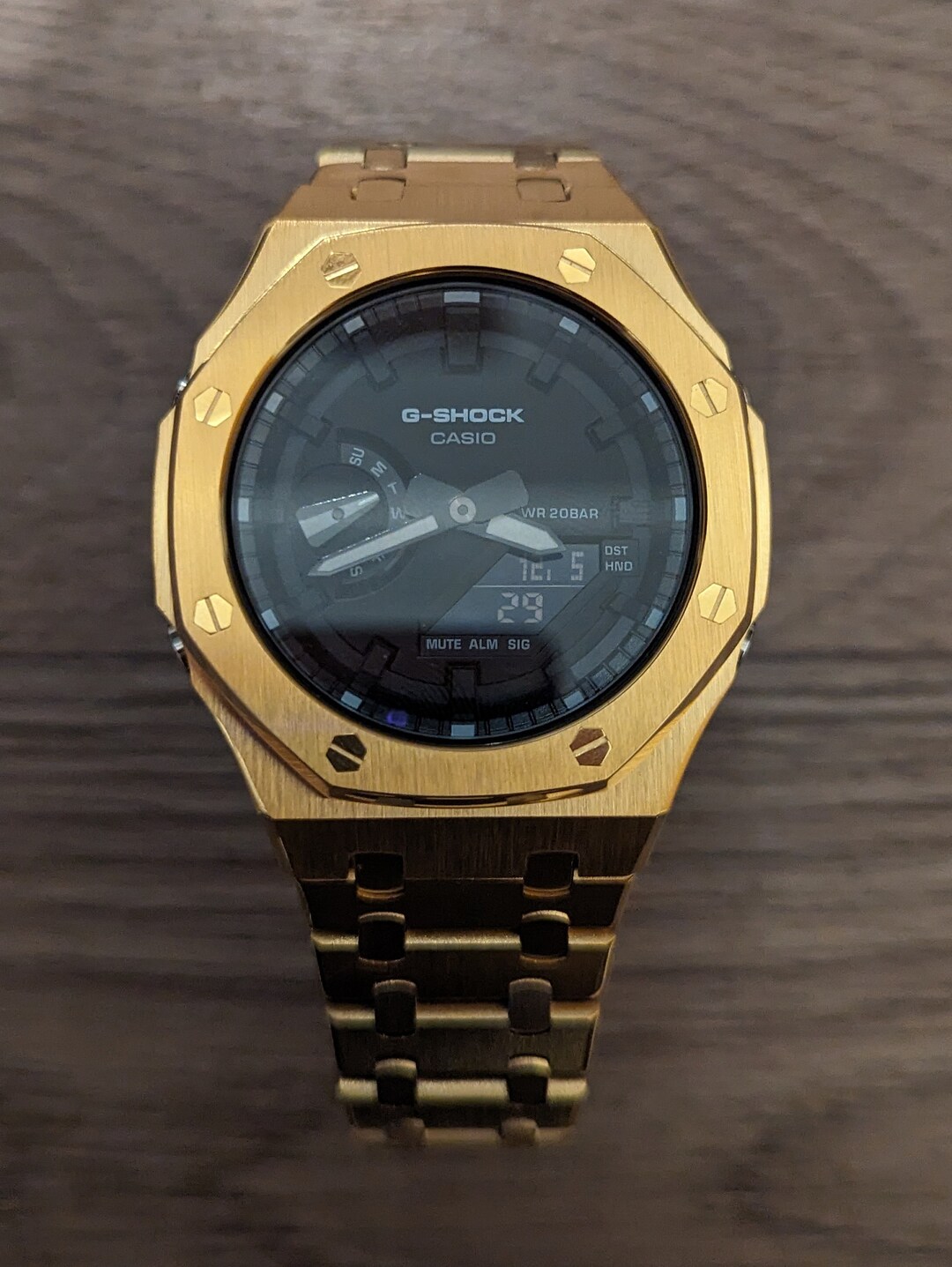 The "golden Eye" G-shock Ga-2100 Casioak Black Rose Gold Dial Metal Mod ...