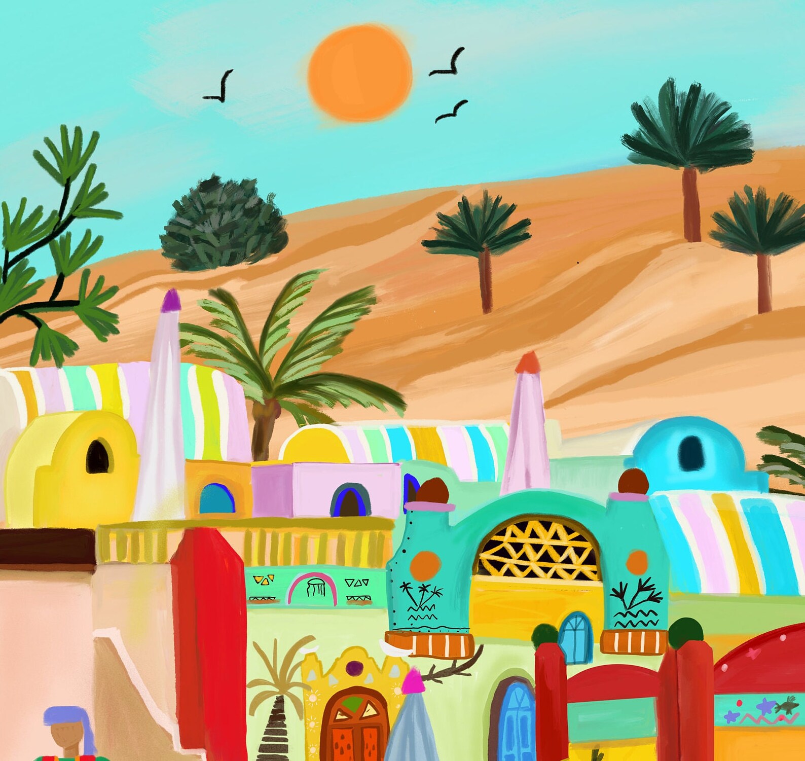 Egypt Art Print, Nubian Village Egypt Travel Poster, Egypt Nubian ...