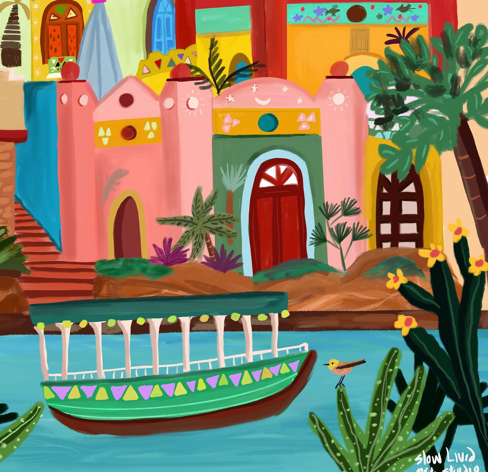 Egypt Art Print, Nubian Village Egypt Travel Poster, Egypt Nubian ...