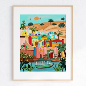 Egypt Art Print, Nubian Village Egypt Travel Poster, Egypt Nubian ...