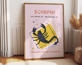 Scorpio Print, Zodiac Poster, Digital Download Print, Trendy Wall Art ...