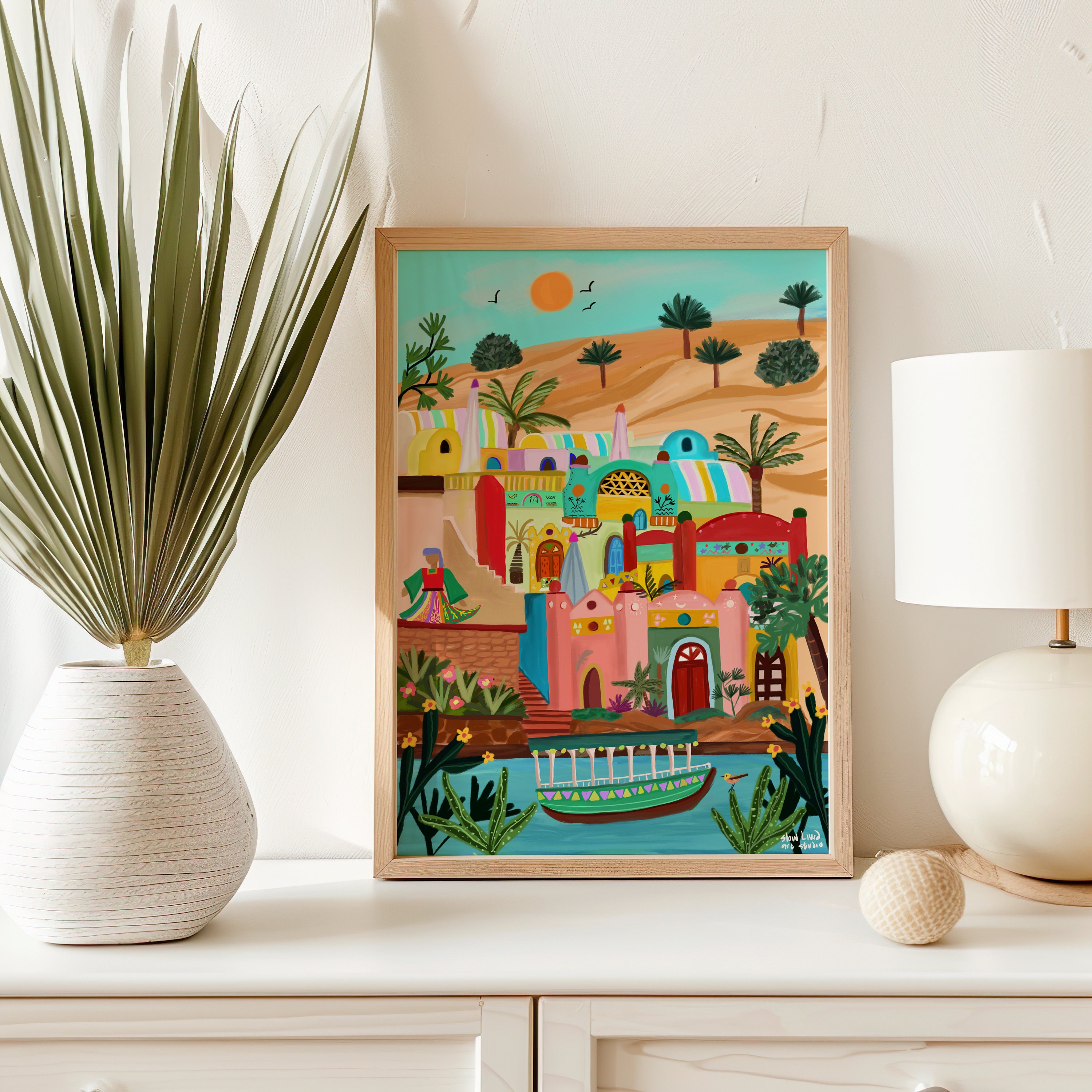 Egypt Art Print, Nubian Village Egypt Travel Poster, Egypt Nubian ...