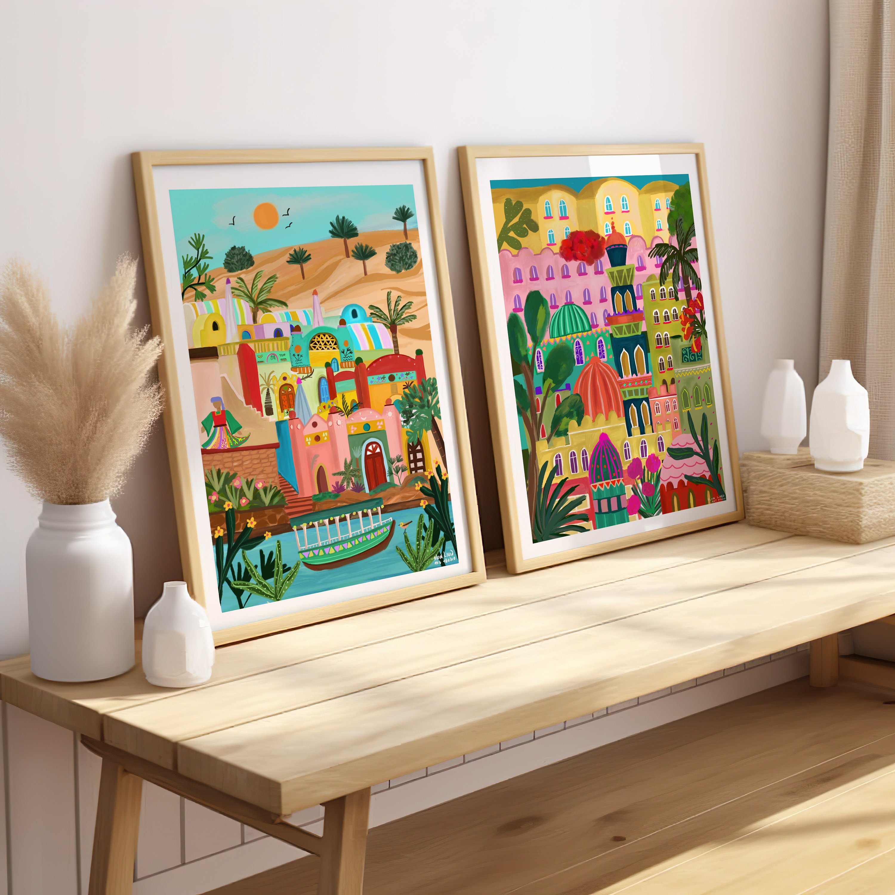 Egypt Art Print, Nubian Village Egypt Travel Poster, Egypt Nubian ...