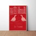Je T'aime Minimalist Abstract Red Swans Modern Digital Decor Romantic ...