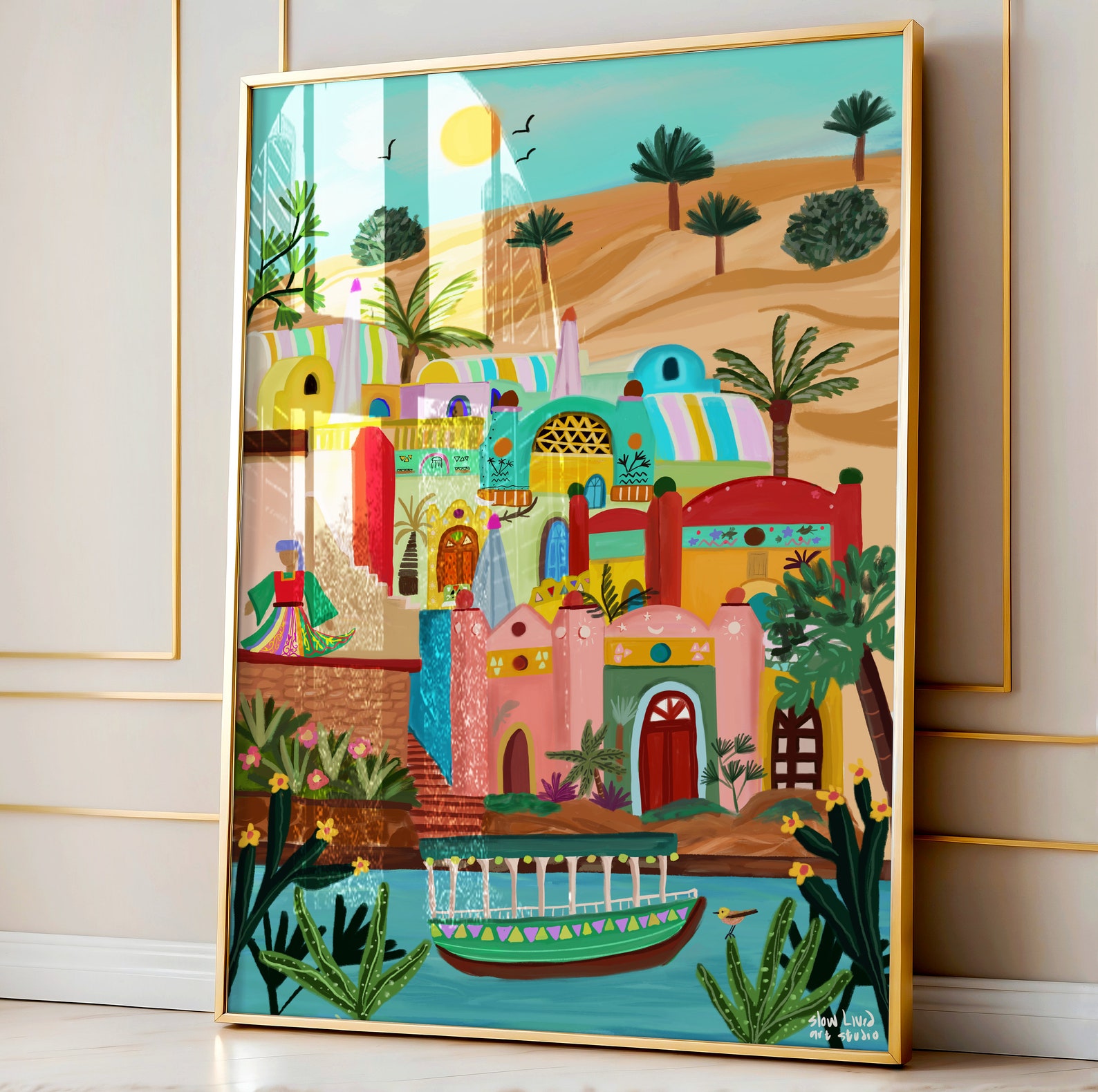 Egypt Art Print, Nubian Village Egypt Travel Poster, Egypt Nubian ...