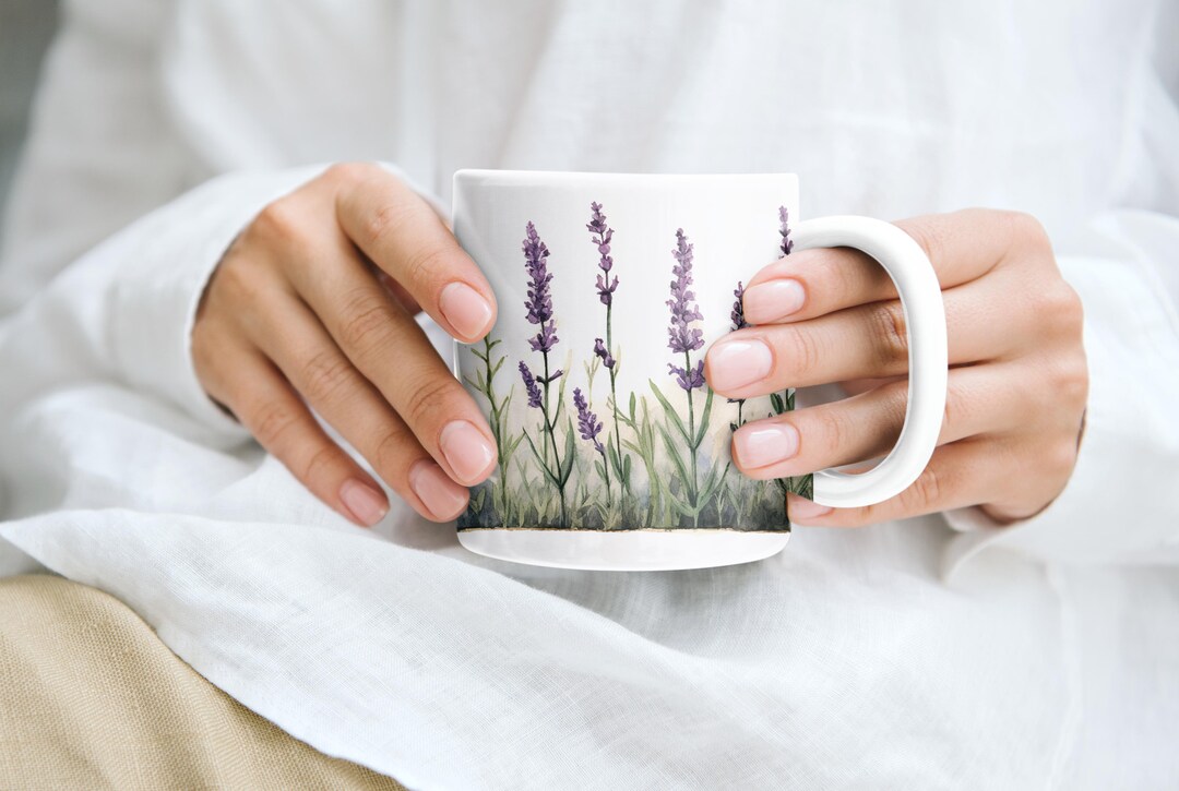 Elegance in Lavender Mug Lavender Mug, Mug With Flowers, Botanical Mug ...