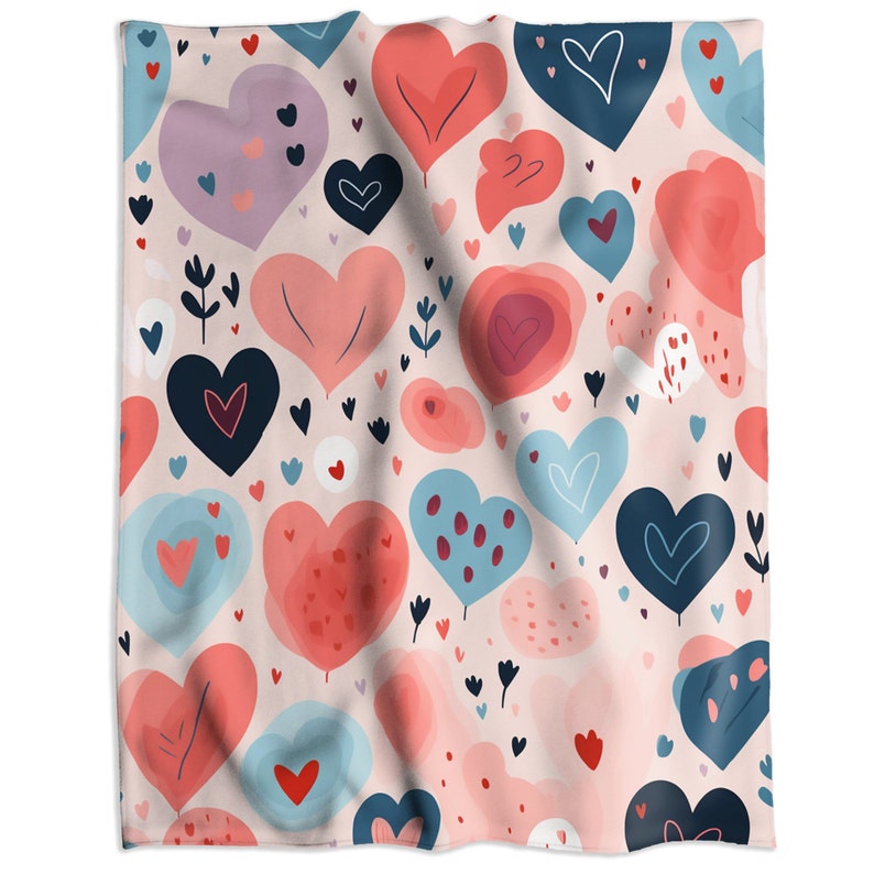 Heart Blanket, One of a Kind, Valentines Inspired Design, Soft and Cozy ...