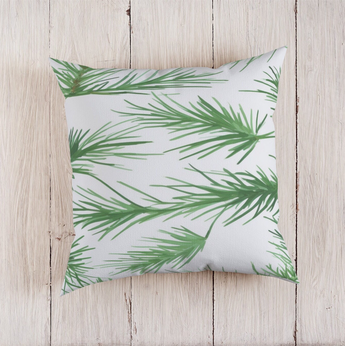 Vibrant Botanical Decor, Decorative Pillow, Evergreen Decor, Pine ...