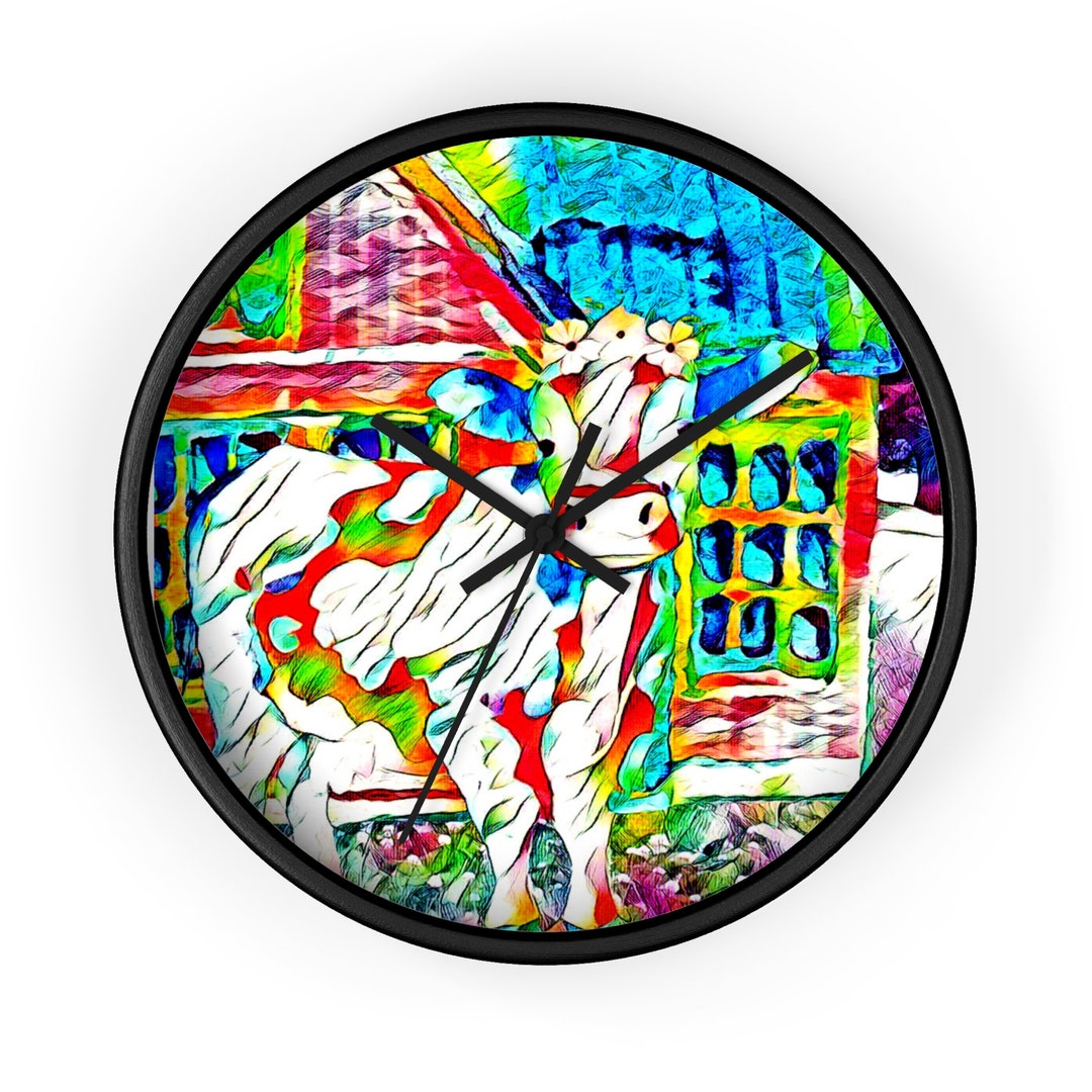 Cute Cow Wall Clock, Farm Decor, Barn Wall Clock, Colorful Cow Decor ...