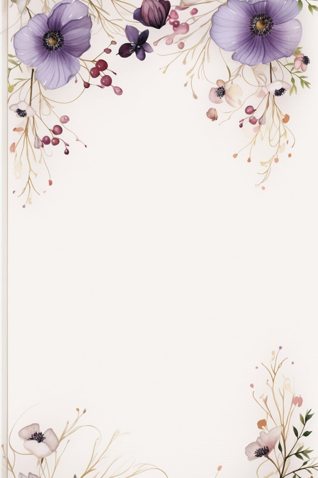 High Resolution Printable Greeting Card, Anemones 5. DIY Blank Template ...