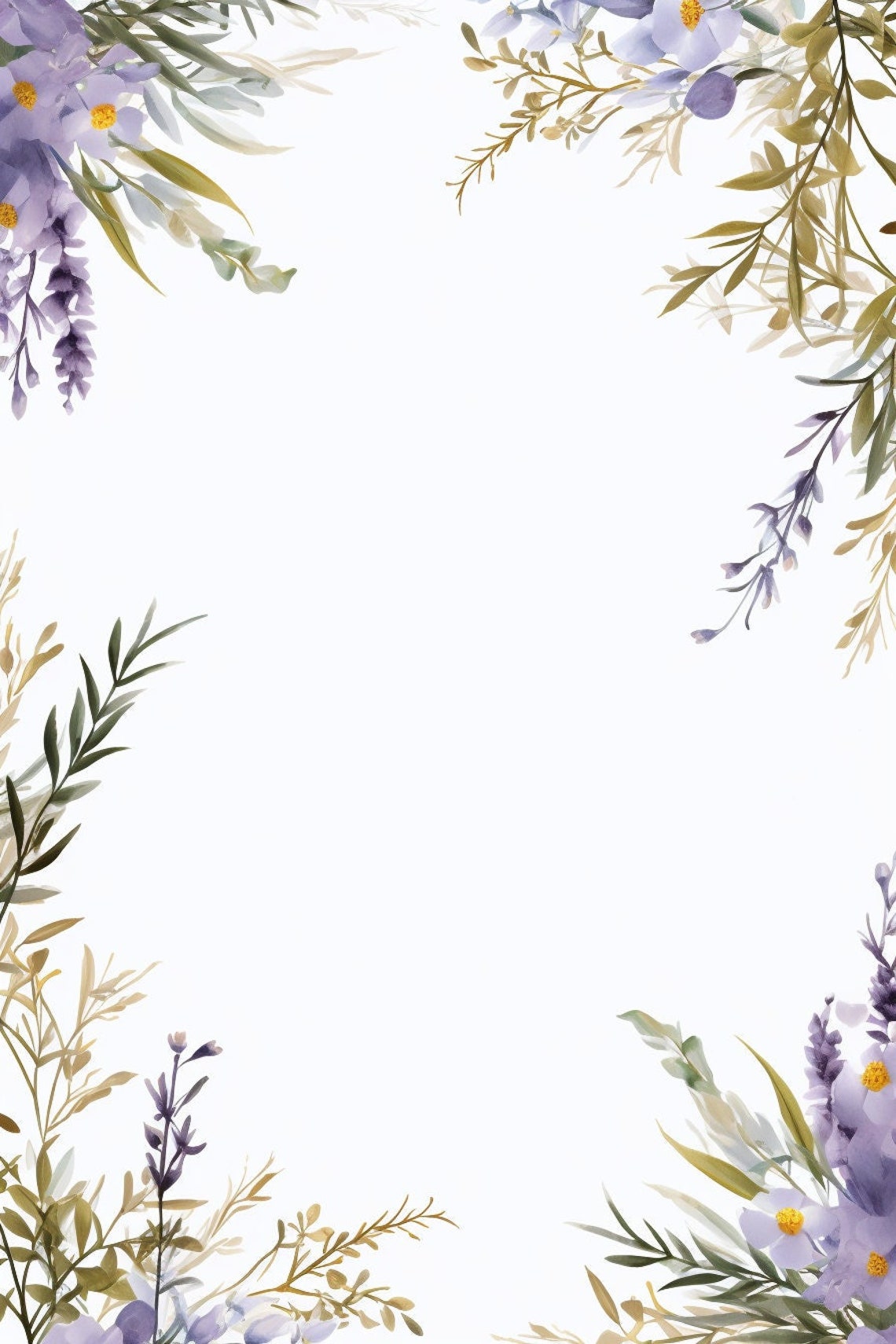 High Resolution Printable Greeting Card, Lavender 3. DIY Blank Template ...