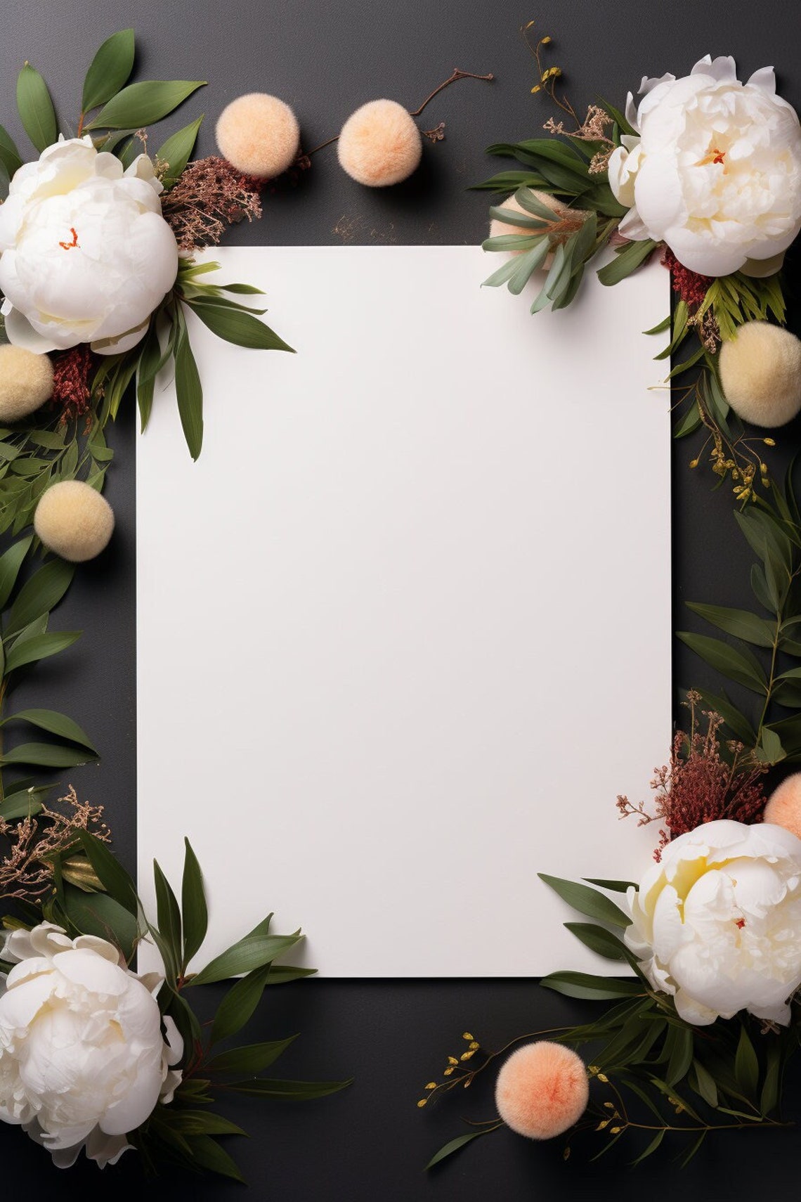 High Resolution Printable Greeting Card, Peonies 2. DIY Blank Template ...