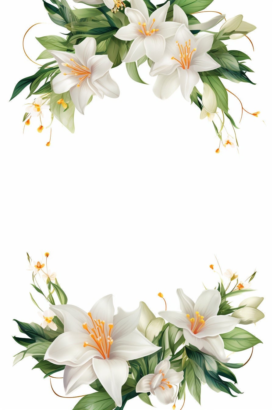 High Resolution Printable Greeting Card, Lilies 7. DIY Blank Template ...