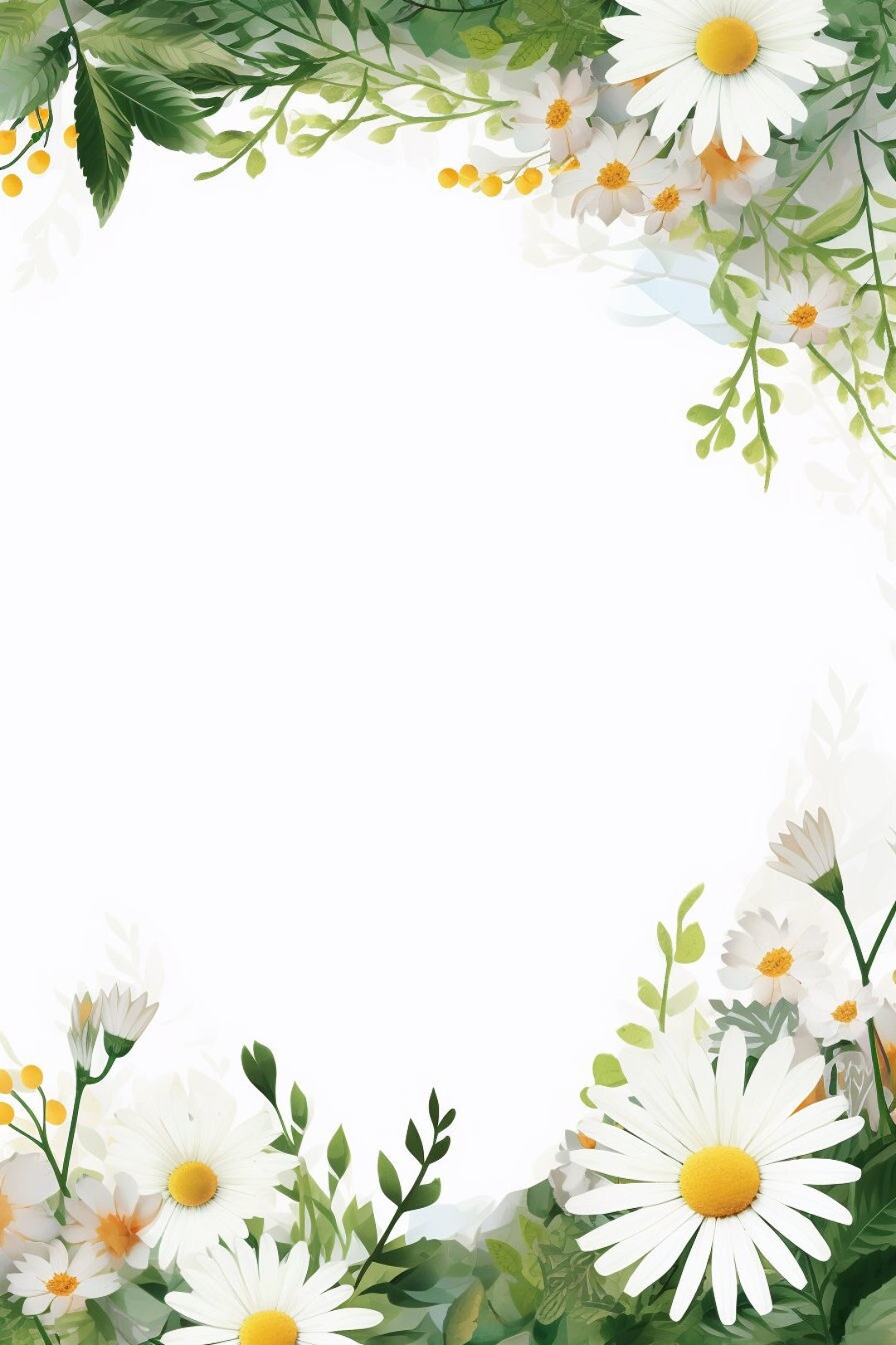 High Resolution Printable Greeting Card, Daisies 4. DIY Blank Template ...