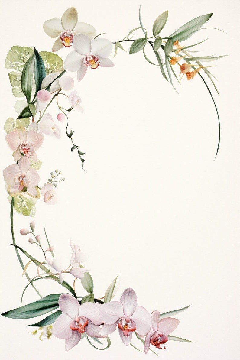 High Resolution Printable Greeting Card, Orchids 4. DIY Blank Template ...