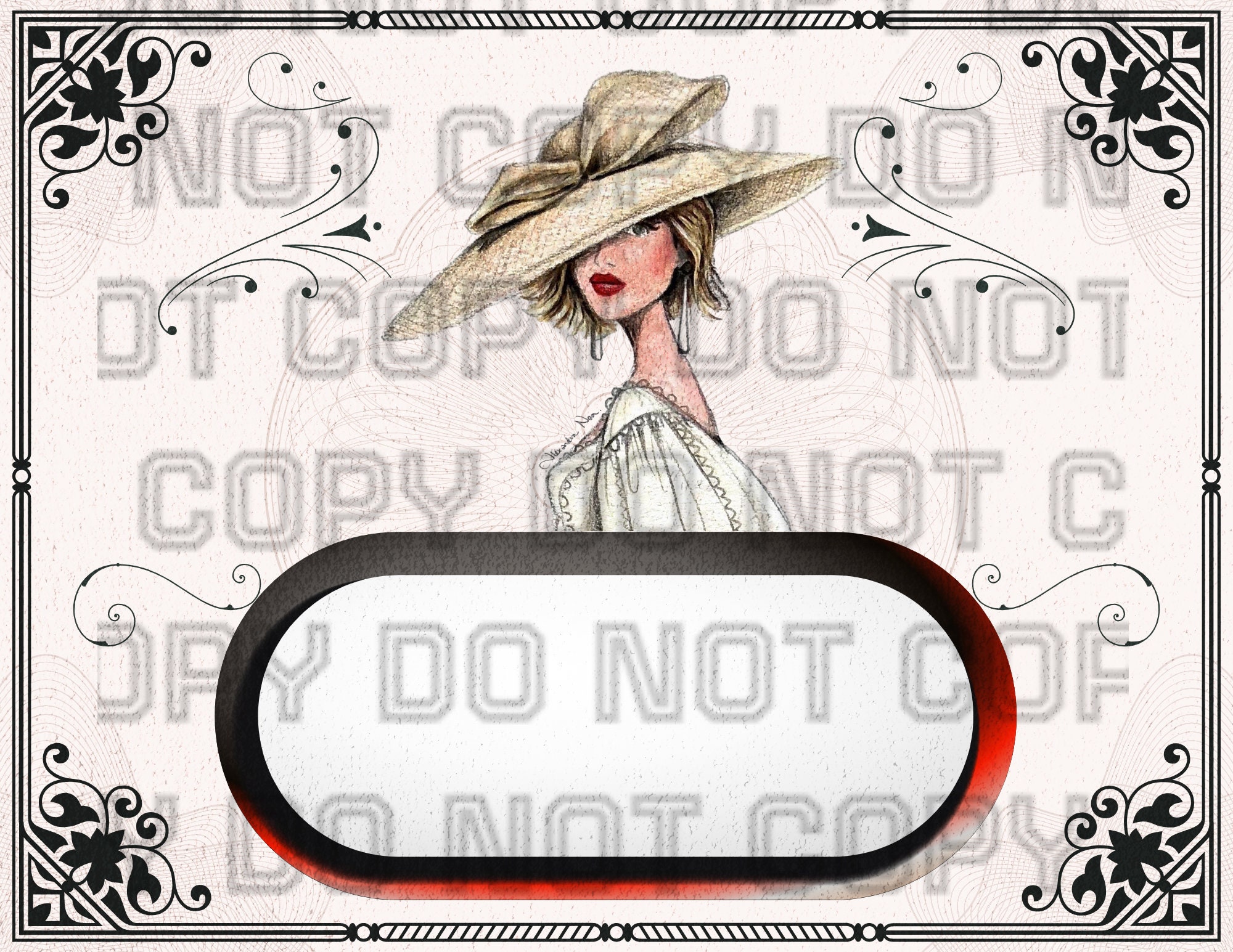 Mademoiselle, High Resolution Printable Message Card Template, DIY ...