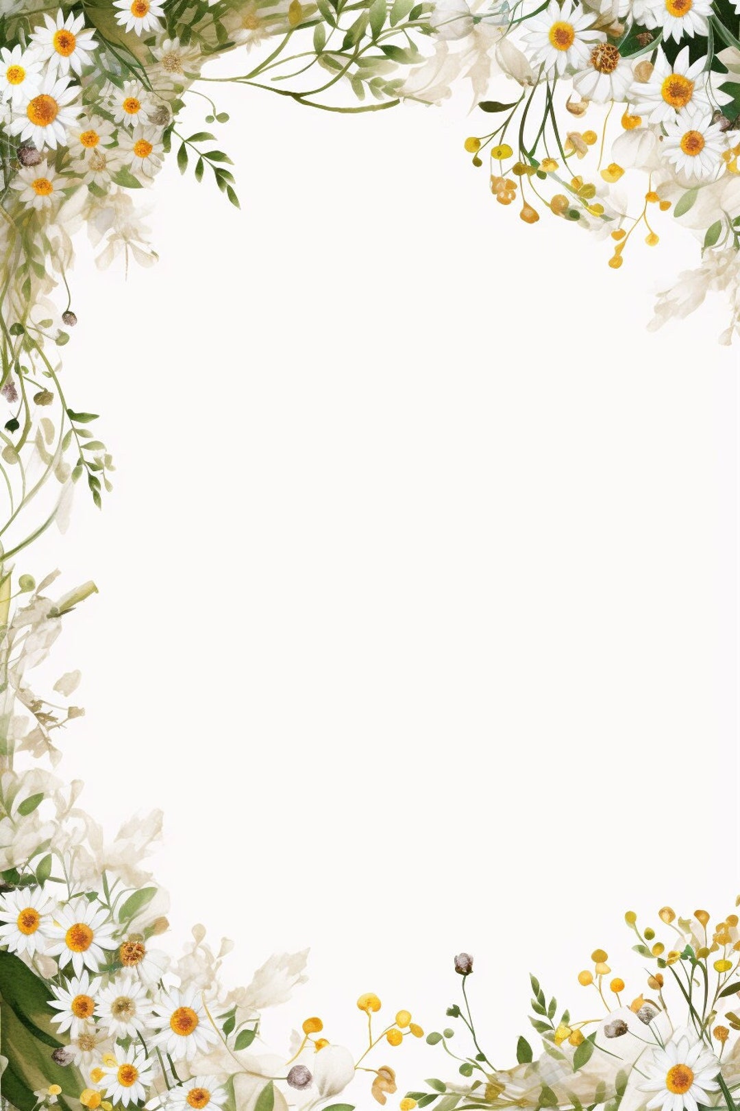 High Resolution Printable Greeting Card, Daisies 1. DIY Blank Template ...
