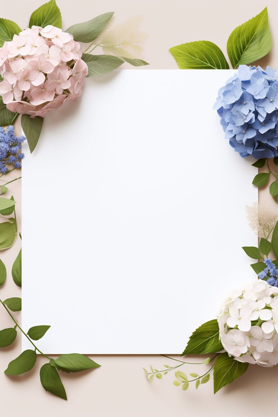 High Resolution Printable Greeting Card, Hydrangeas 1. DIY Blank ...