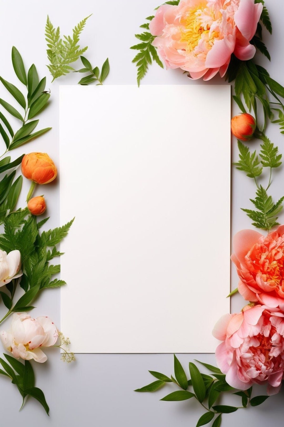 High Resolution Printable Greeting Card, Peonies 1. DIY Blank Template ...