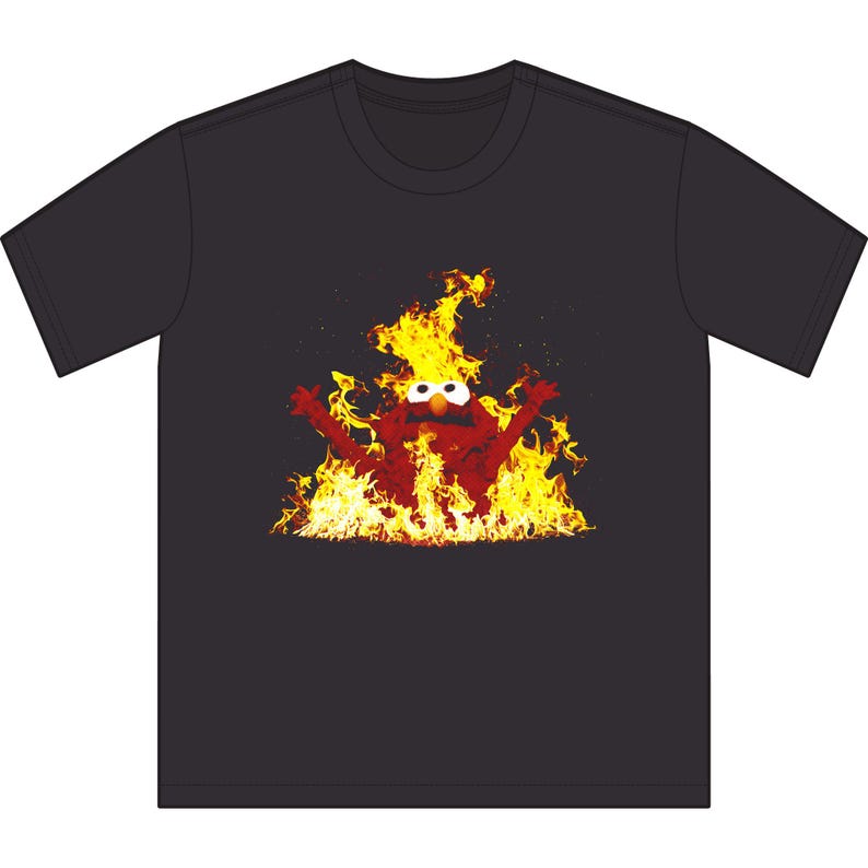 Hellmo Rise Meme T-shirt on Super-soft Unisex Sueded Tee, Firey Elmo ...