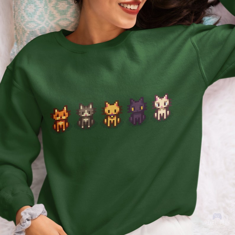 Stardew Valley Sweatshirt, Pixel Art Cute Cat Shirt, Stardew Valley ...