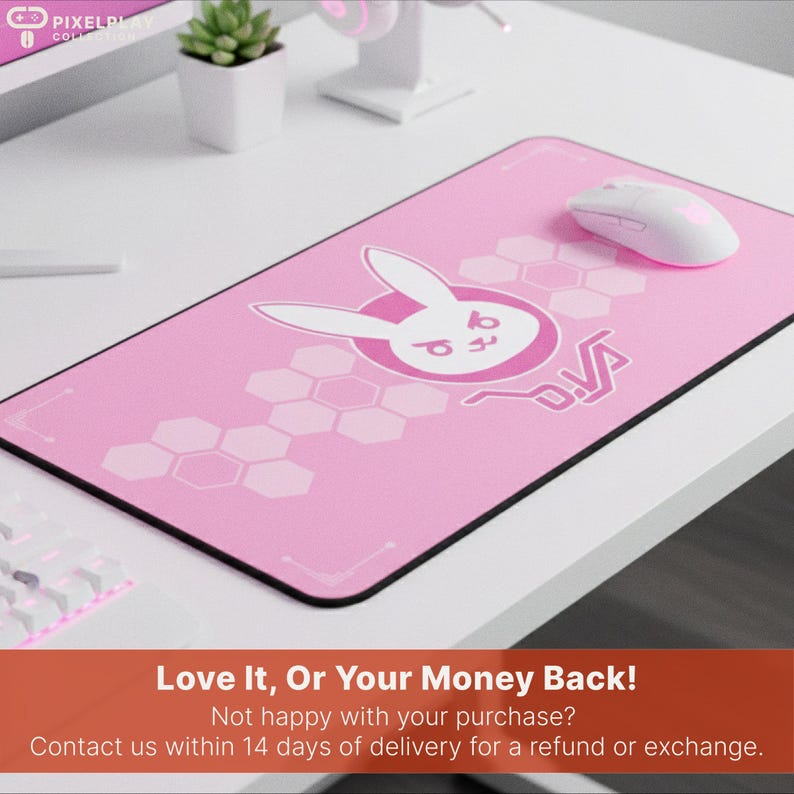 D.va Mouse Pad Overwatch 2 Gaming Desk Mat Pink Gamer Girl Mousepad XL ...