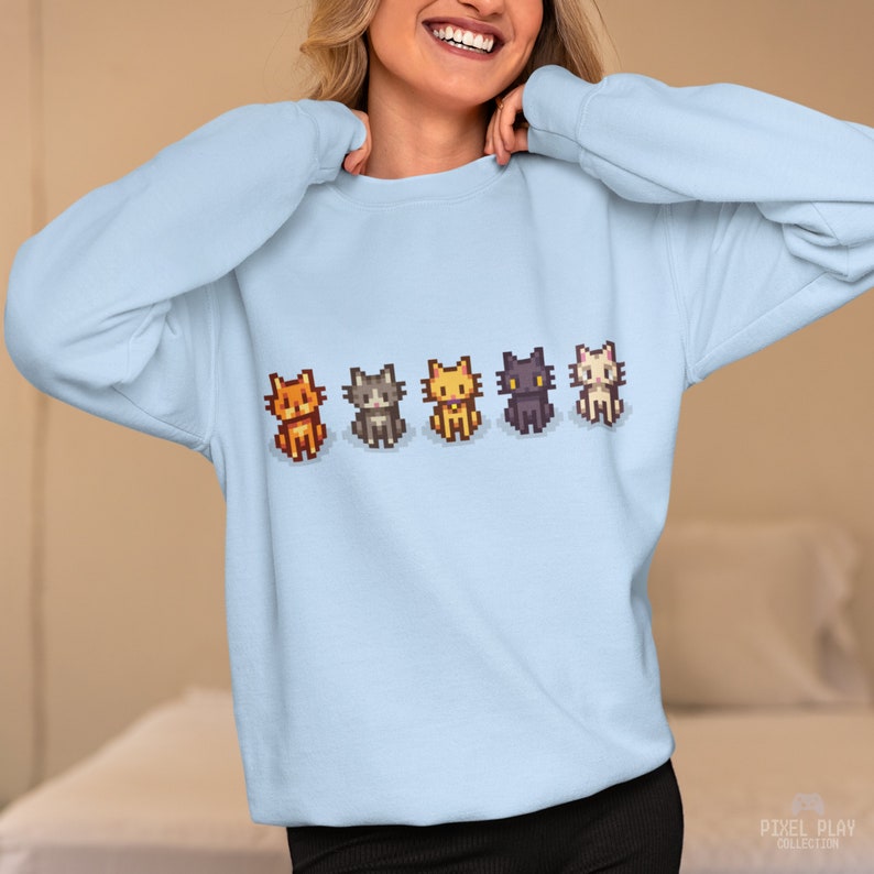 Stardew Valley Sweatshirt, Pixel Art Cute Cat Shirt, Stardew Valley ...
