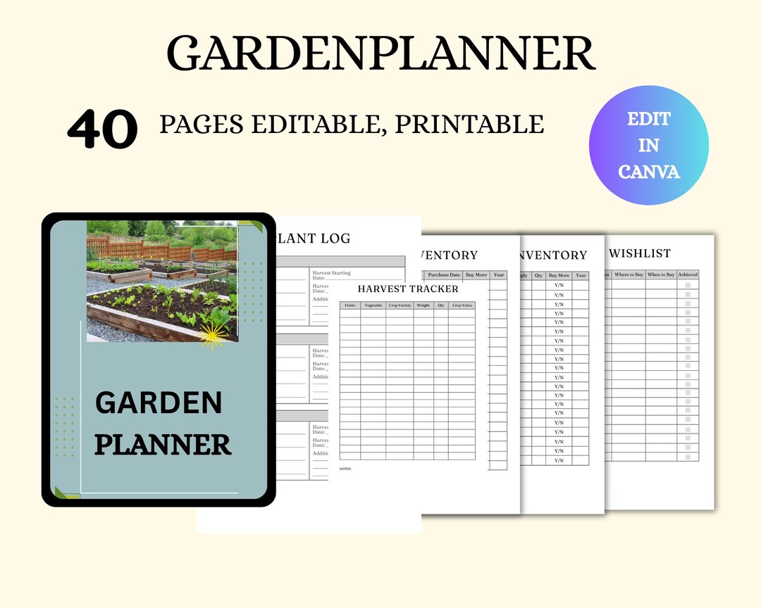 Garden Planner Printable Customizable Gardening Journal Plant Care ...