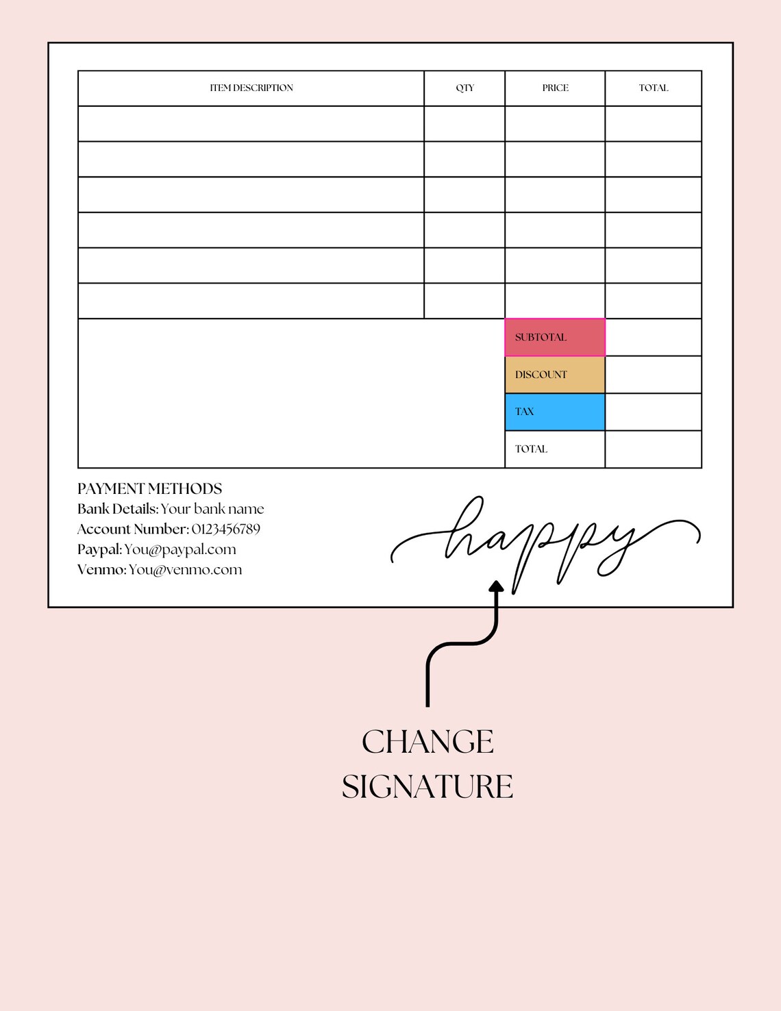 Minimalist Invoice Template Word, Small Business Invoice Editable ...