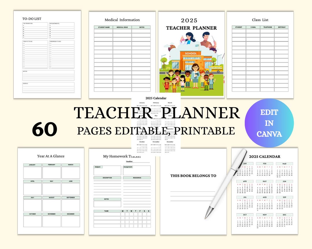 Teacher Planner | Digital & Printable Teacher Planner PDF | Lesson ...