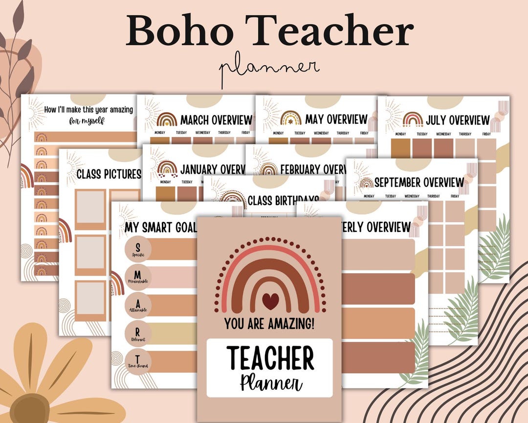 Boho Teacher Planner Printable | 2024-2025 School Year | Digital ...