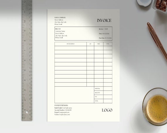 Minimalist Invoice Template Word, Small Business Invoice Editable ...