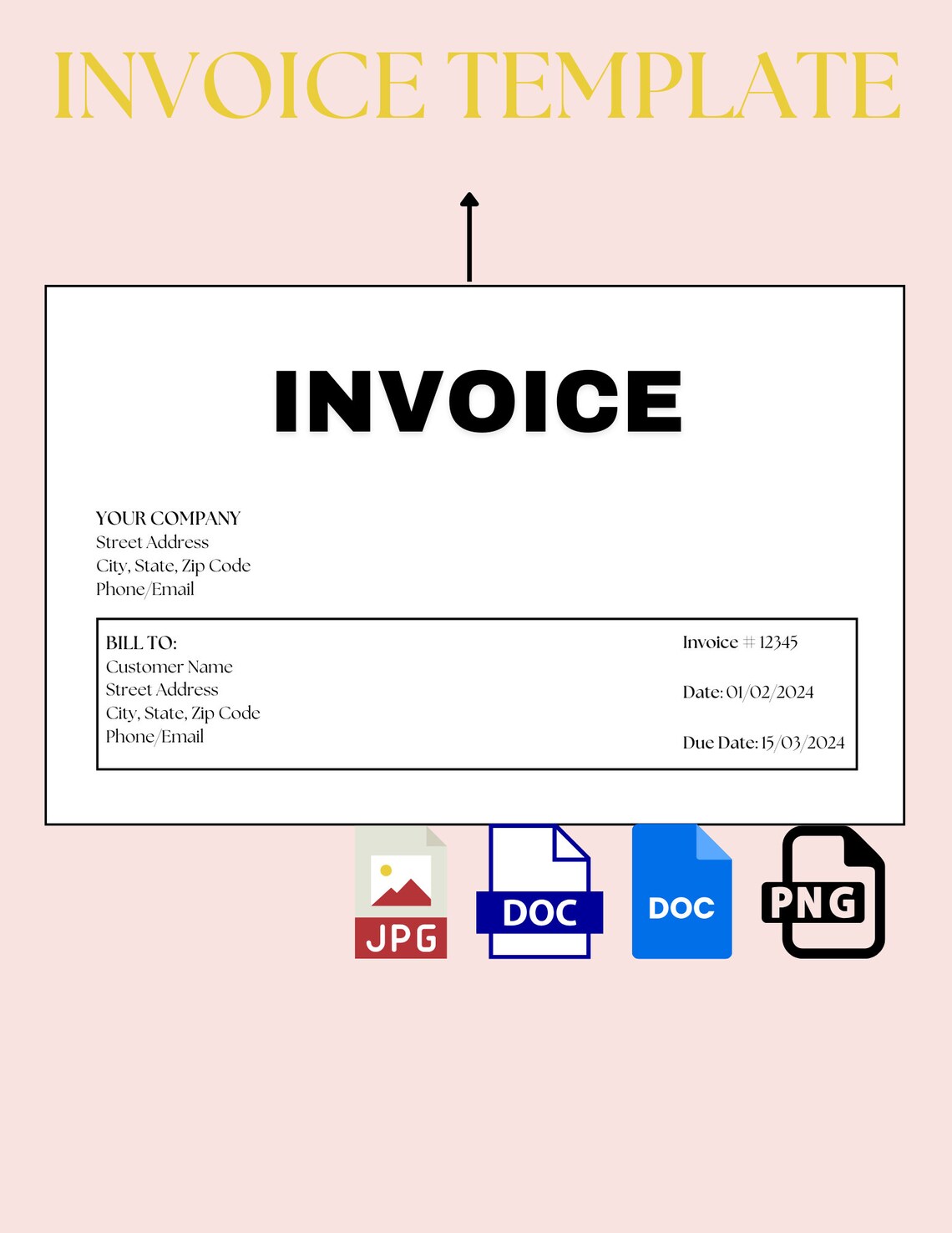 Minimalist Invoice Template Word, Small Business Invoice Editable ...
