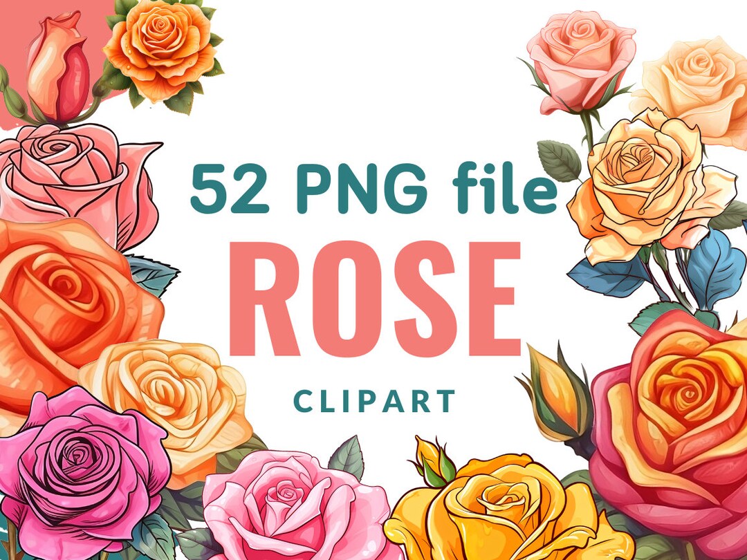 Rose PNG, Watercolor Rose Clipart, Flowers Bundle Illustrations ...