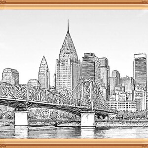 Cincinnati Skyline Art Print: Pen and Ink Giclée, Urban Home Decor (28 ...