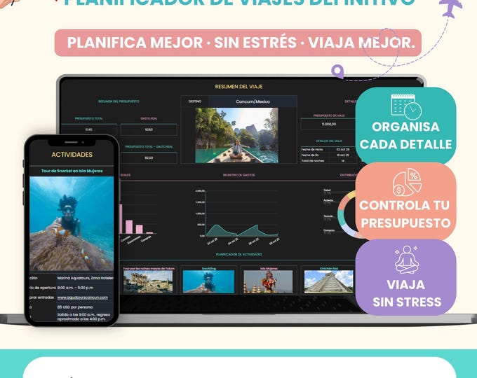 Planificador de viajes digital | Agenda de viajes PDF Descarga digital ...