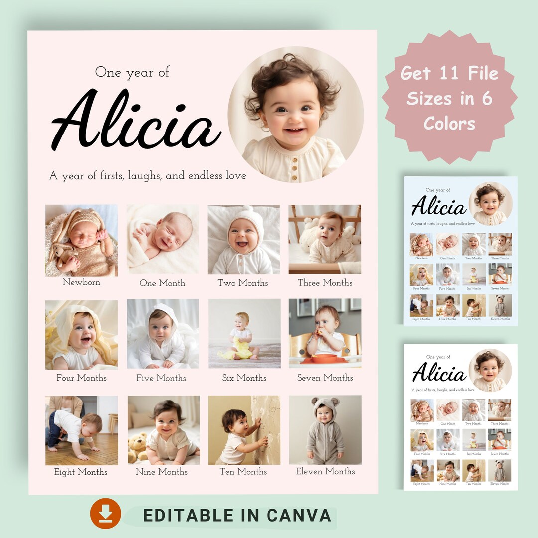 Baby Monthly Milestone Board Baby 1st Birthday Milestone Sign 1st ...