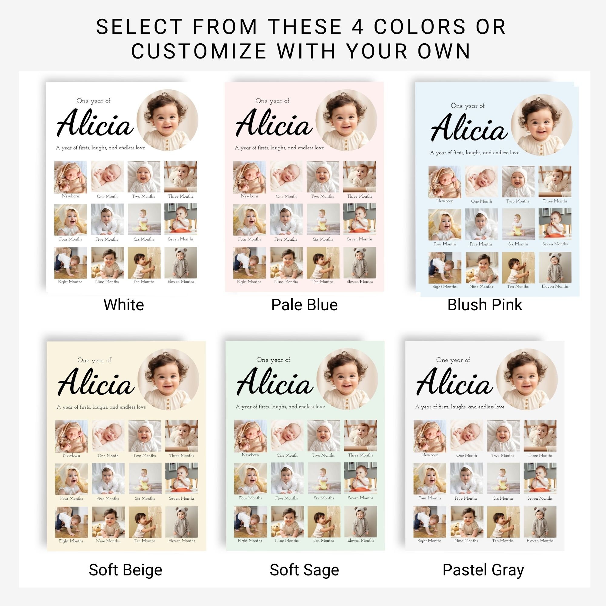 Baby Monthly Milestone Board Baby 1st Birthday Milestone Sign 1st ...