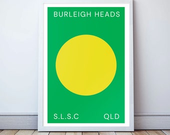 Rainbow Bay, Australia, Queensland Poster, Surf Lifesaving, SLSC Art ...