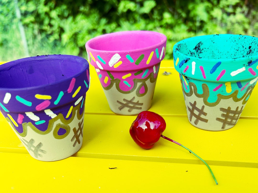 Ice Cream Cone Painted Pots - Etsy