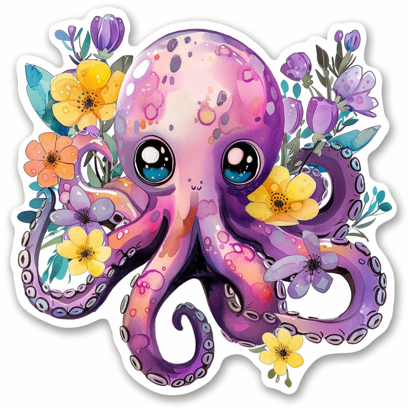 Cute Octopus Sticker Bundle Pack Sticker Water Resistant Sticker ...