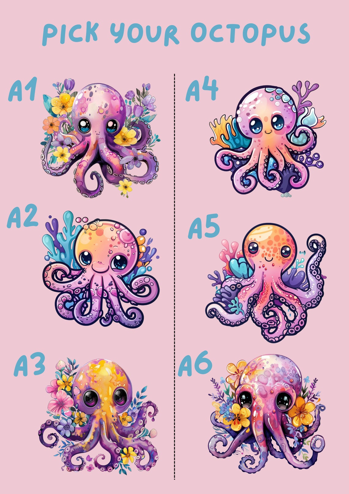 Cute Octopus Sticker Bundle Pack Sticker Water Resistant Sticker ...